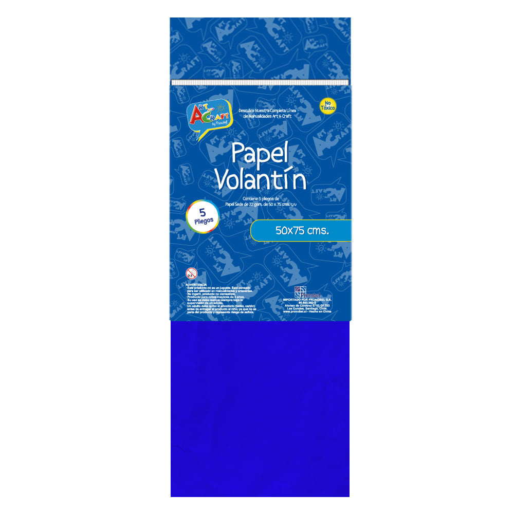 Papel Seda En Bolsa 50 X 75Centimetros 22 Gr Azul Bandera Art & Craft
